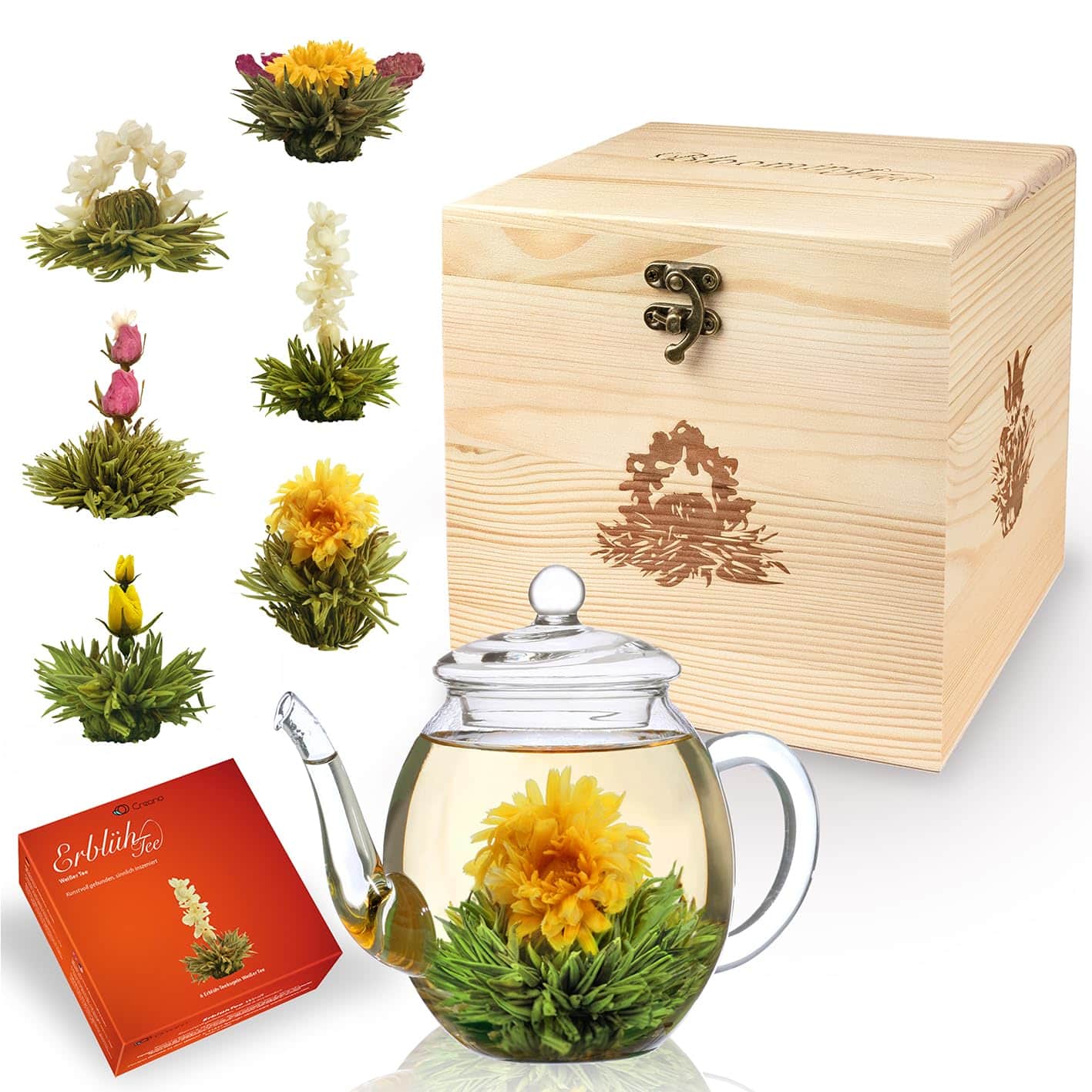 Creano Teeblumen-Mix Geschenkset mit Teekanne - Kaffee, Tee & Gewürze Shop